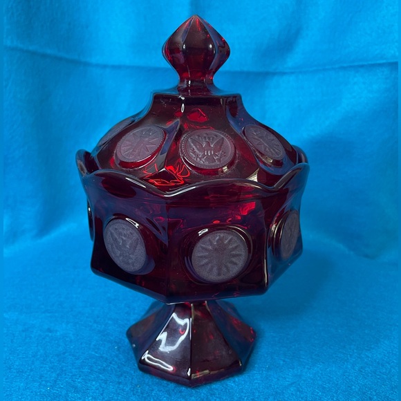 Fostoria | Accents | Vintage Fostoria Ruby Red Glass Coin Covered ...